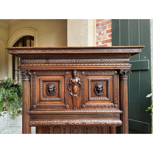 19th Century French Regency Greek Key Walnut Cabinet | Chairish