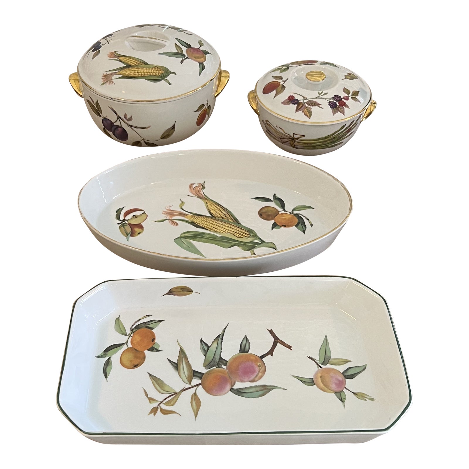 1980s Fine Porcelain Royal Worcester Evesham Fruit Pattern Casserole ...