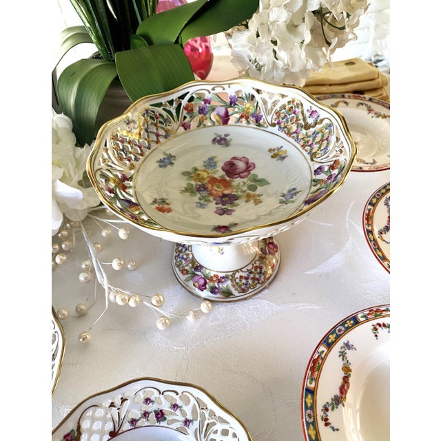 1950's Schumann Germany, Pedestal Reticulated Compote, Chateau Pattern ...