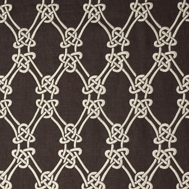 Sample - Schumacher Gordian Weave Fabric in Natural on Walnut | Chairish