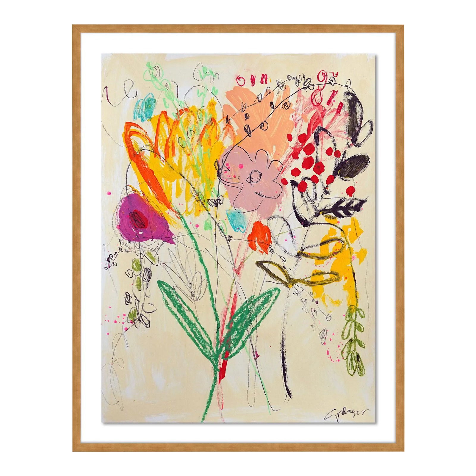 Flowers for Her by Lesley Grainger in Gold Frame, Small Art Print ...
