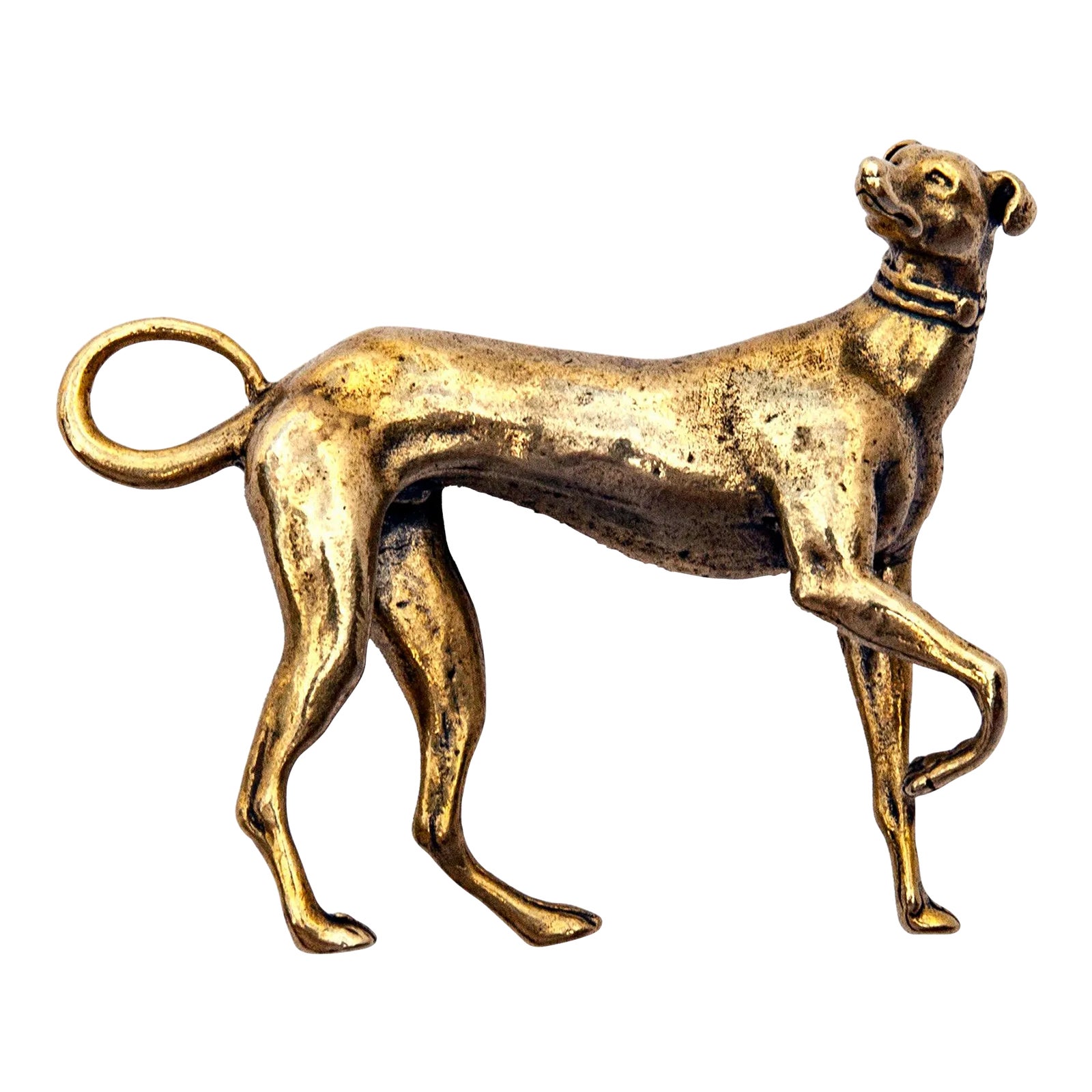 Early 21st Century Miniature Bronze Greyhound Figurine | Chairish