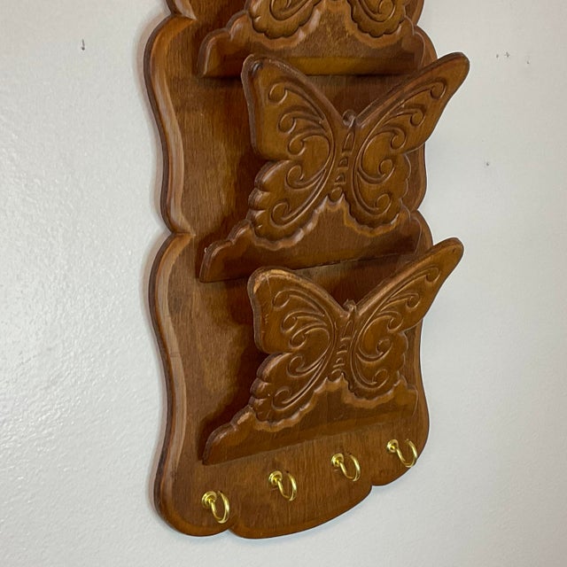 Mid 20th Century Americana Wood Mail and Key Hooks Rack With ...