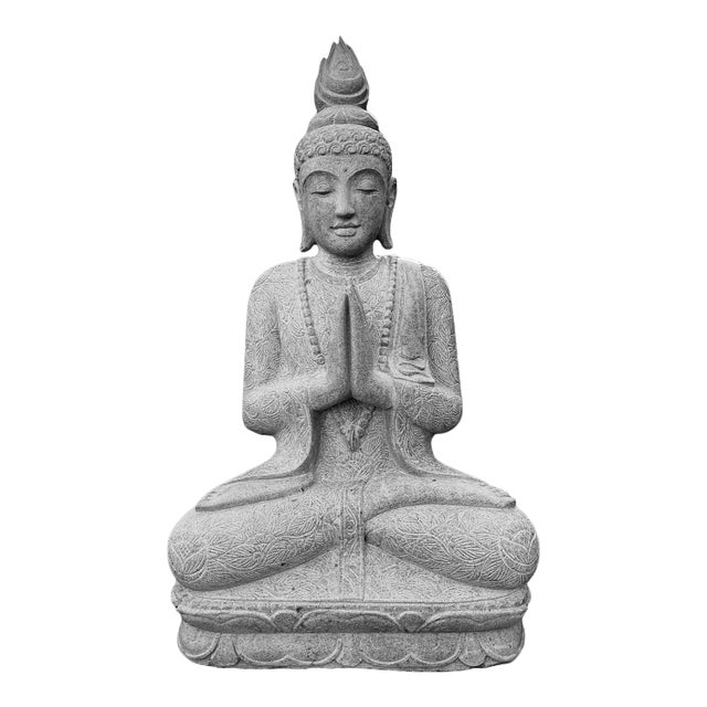 Sitting Stone Garden Buddha Statue | Chairish