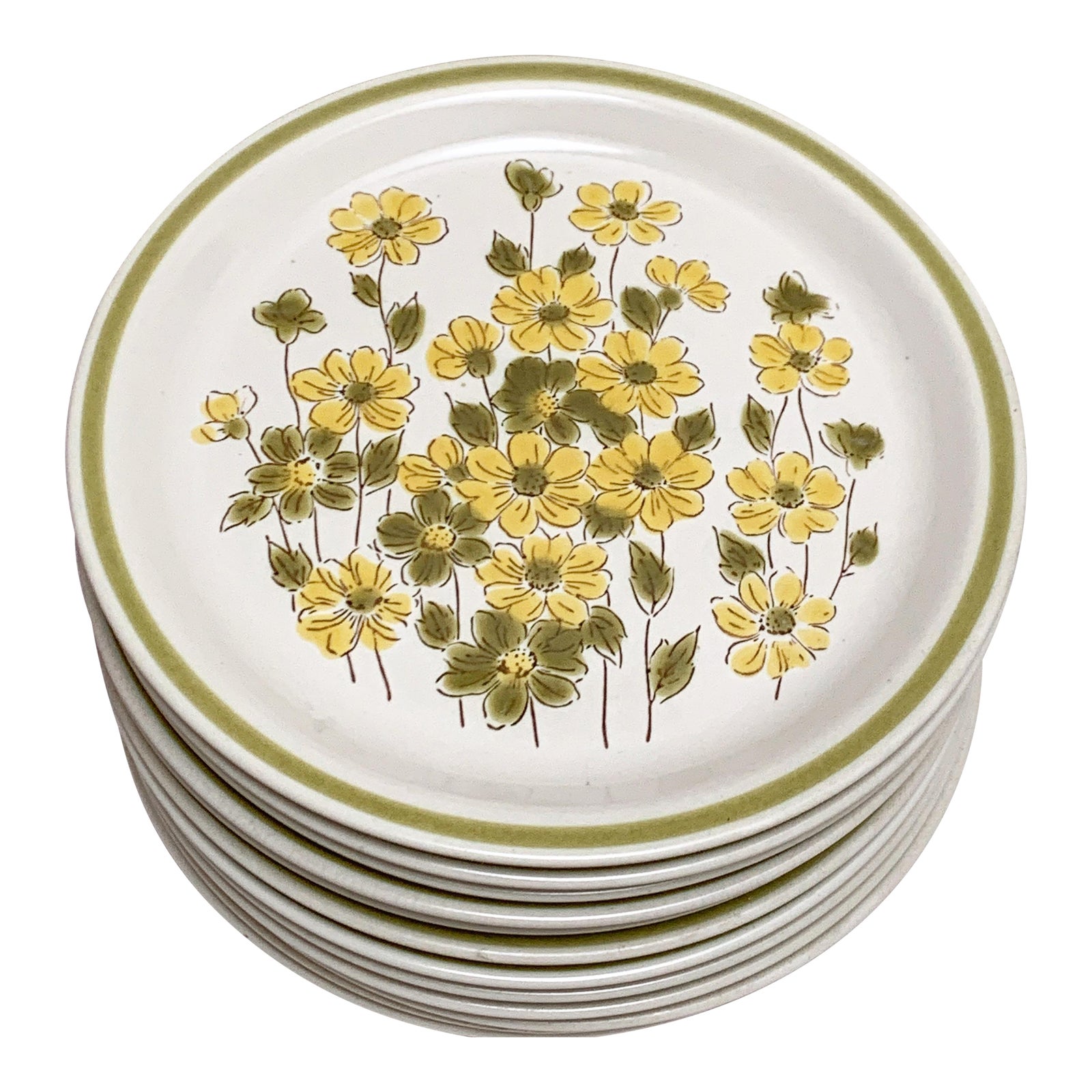 Midcentury Japan Stoneware Spring Bouquet Dinner Plates & Bowls, Set of ...