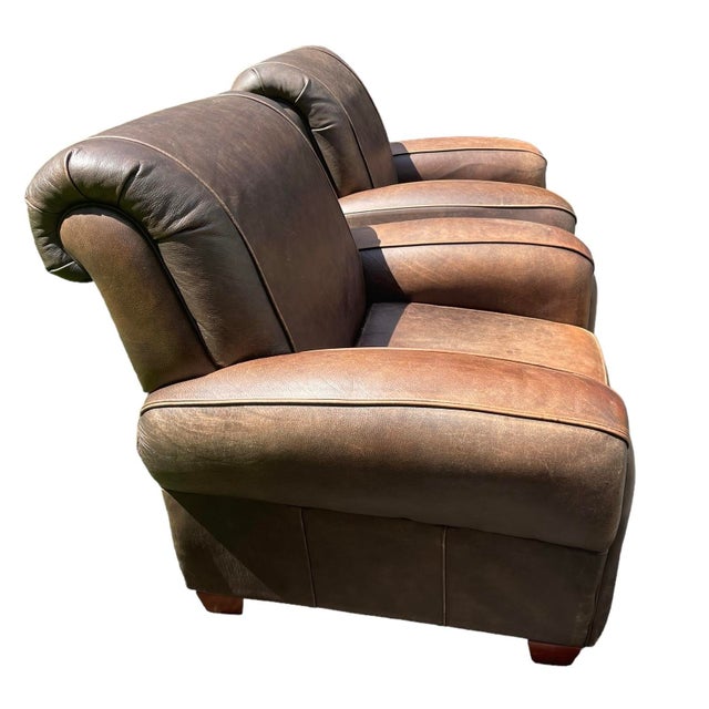 Late 20th Century Klaussner Leather Deep Seat Large Brown Leather ...