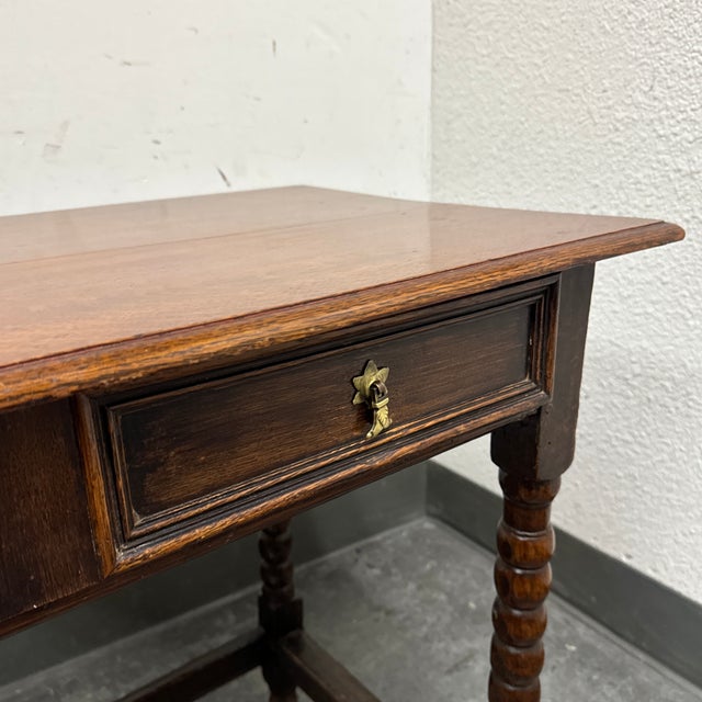 Jacobean Revival Antique Oak Side Table | Chairish