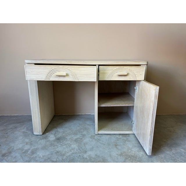 Vintage Gabriella Crespi - Style Pencil Reed Rattan Desk | Chairish