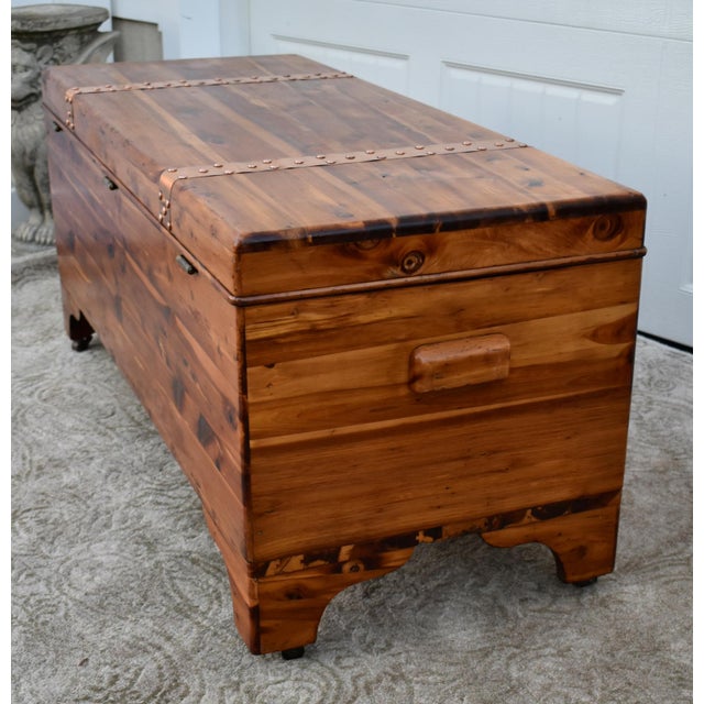 Vintage Standard Solid Cedar Blanket Chest W/Copper Straps | Chairish