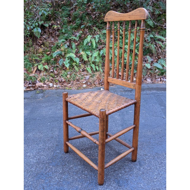 Antique Early American Handmade Solid Maple Spindle Back Chair With ...