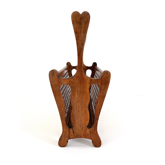 Antique Italian Cane and Wood Magazine Rack | Chairish