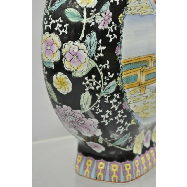 Vintage Chinese Porcelain Double Handle Moon Flask Vase | Chairish