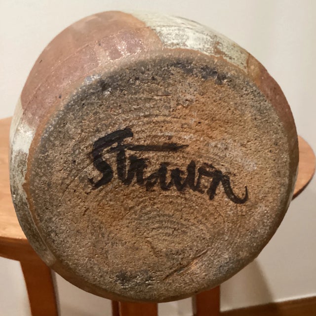 Cecil Strawn Mid Century Modern Pottery Stoneware Long Neck Vase | Chairish