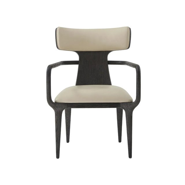 Dark Modern Dining Armchairs - a Pair | Chairish