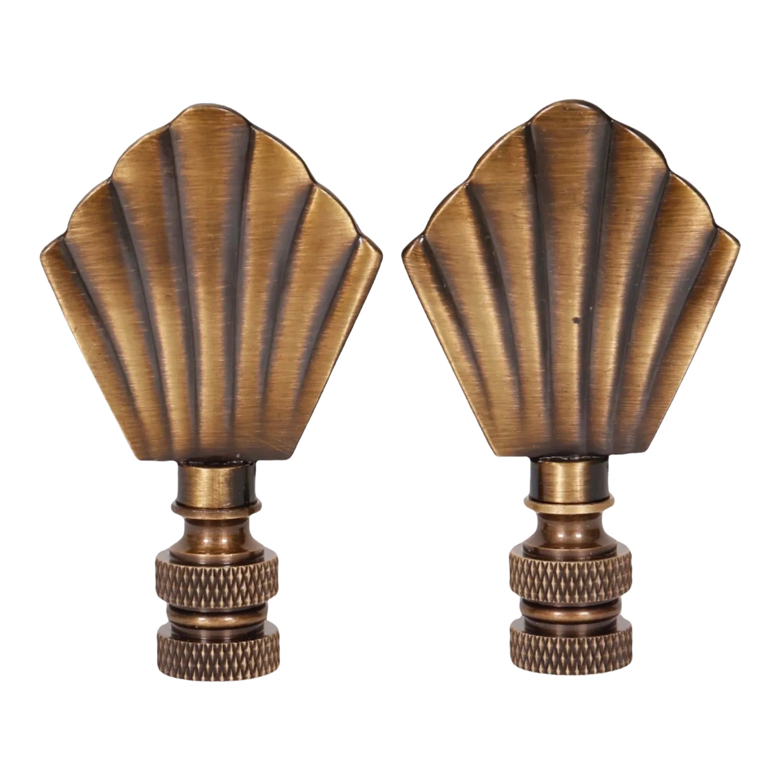 Scallop Shell Brass Lamp Finials - a Pair | Chairish