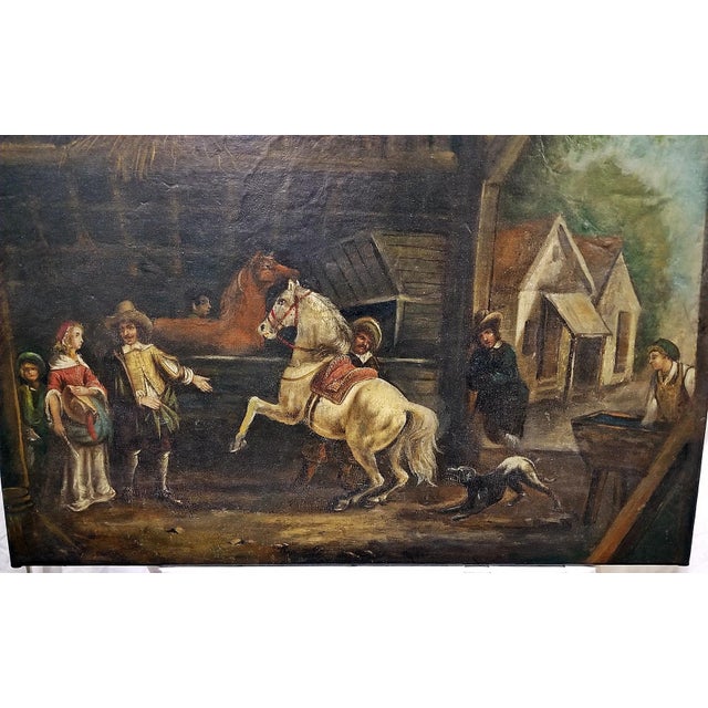 Antique Dutch Barn Scene Oil Painting | Chairish