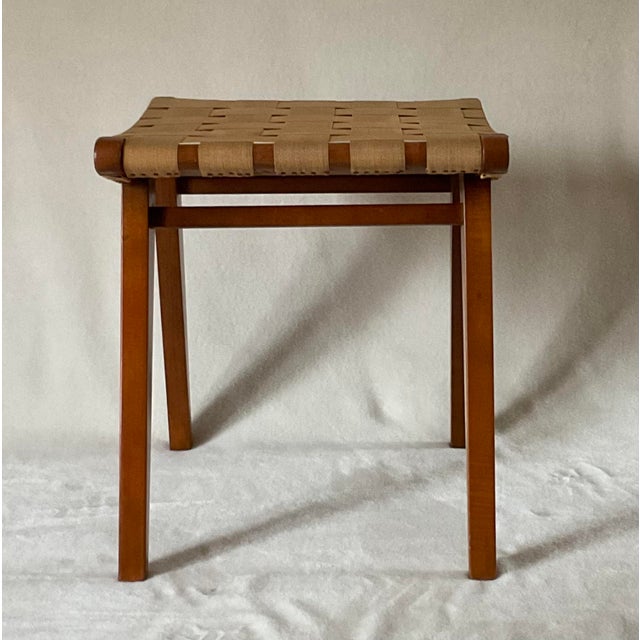 Early 1950s Attributed to Jens Risom for Florence Knoll Stool With Webbed Seat | Chairish