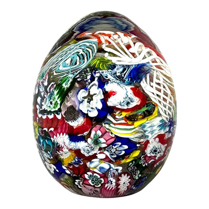 Mid-Century Zanfirico, Reticello, and Millefiori Murano Glass Egg ...