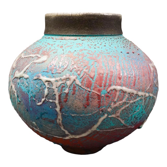 1987 Steven Forbes deSoule Signed Raku Studio Pottery Urn Vase | Chairish