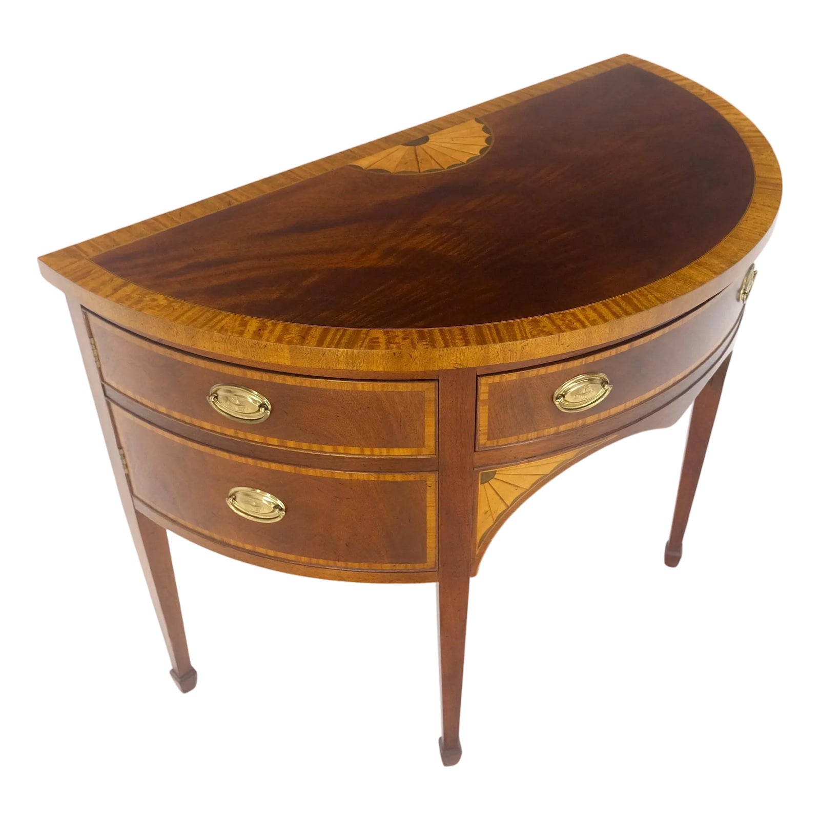 Baker Banded Inlayed Demi Lune Federal Sideboards MINT! | Chairish