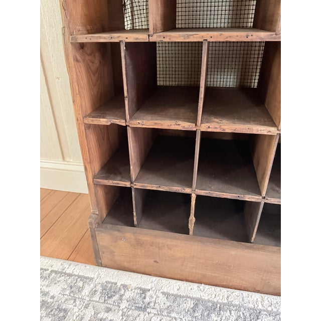Antique Industrial Pine Parts Bin/Mail Sorter Cubby Cabinet | Chairish