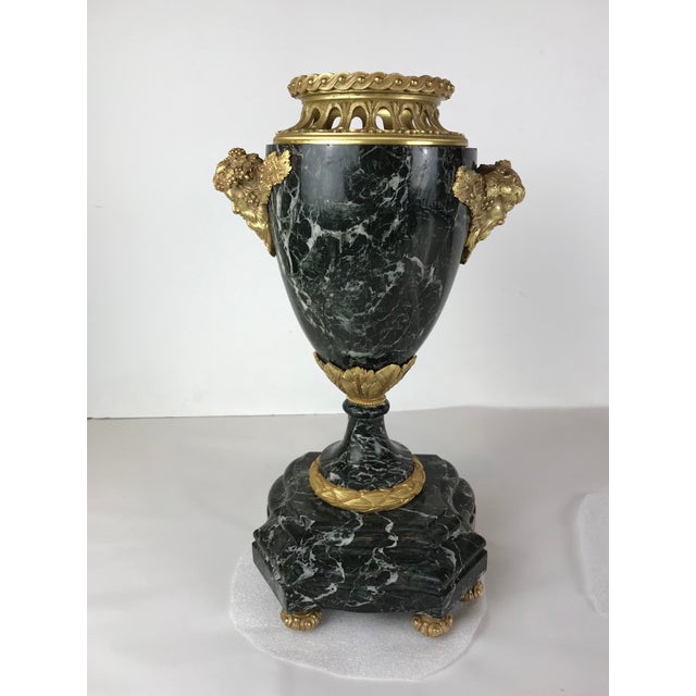 Vintage French Baroque Style Gilded Bronze With Green Marble Urn ...