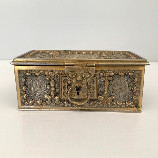1940s Vintage Brass Jewelry Box | Chairish