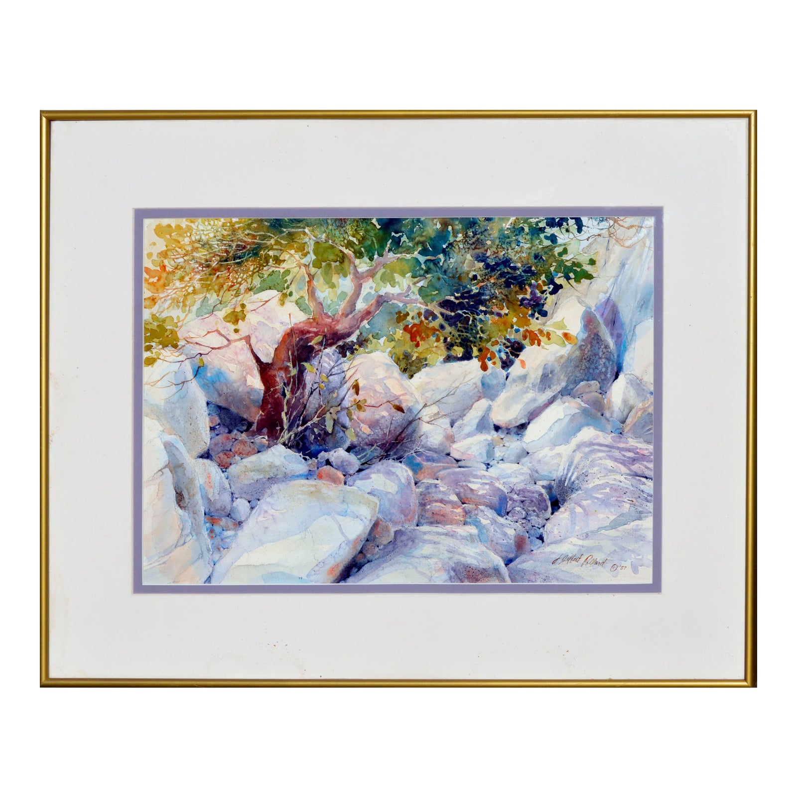 Julie Gilbert Pollard Rocky Landscape Impressionist Watercolor 1980s ...