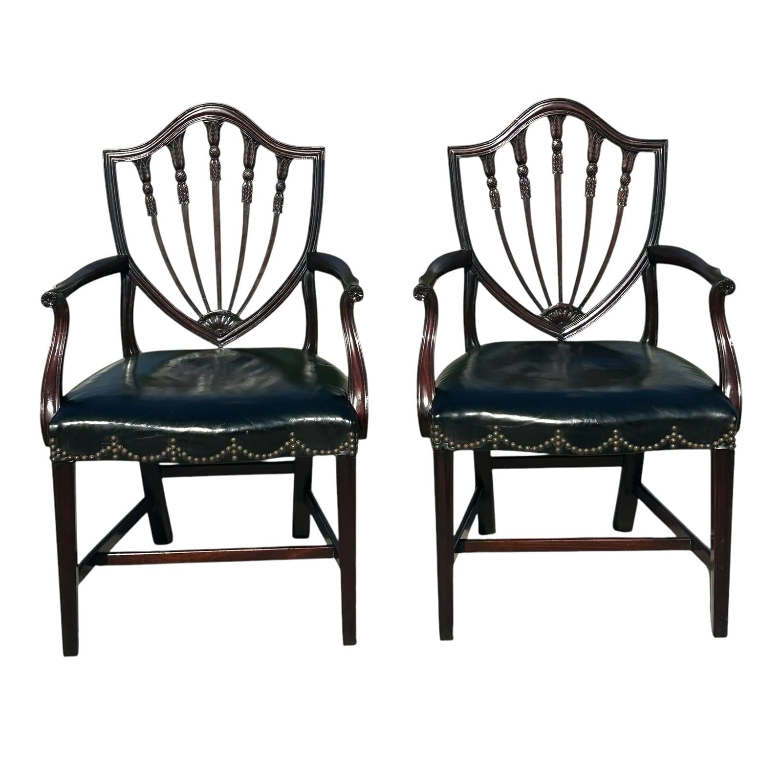 Late 19th Century Pair of Antique Federal Style Mahogany Shield Back ...