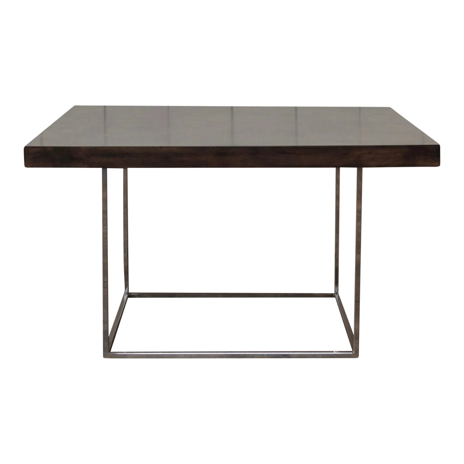 Milo Baughman Style Square Chrome and Burl Coffee Table | Chairish