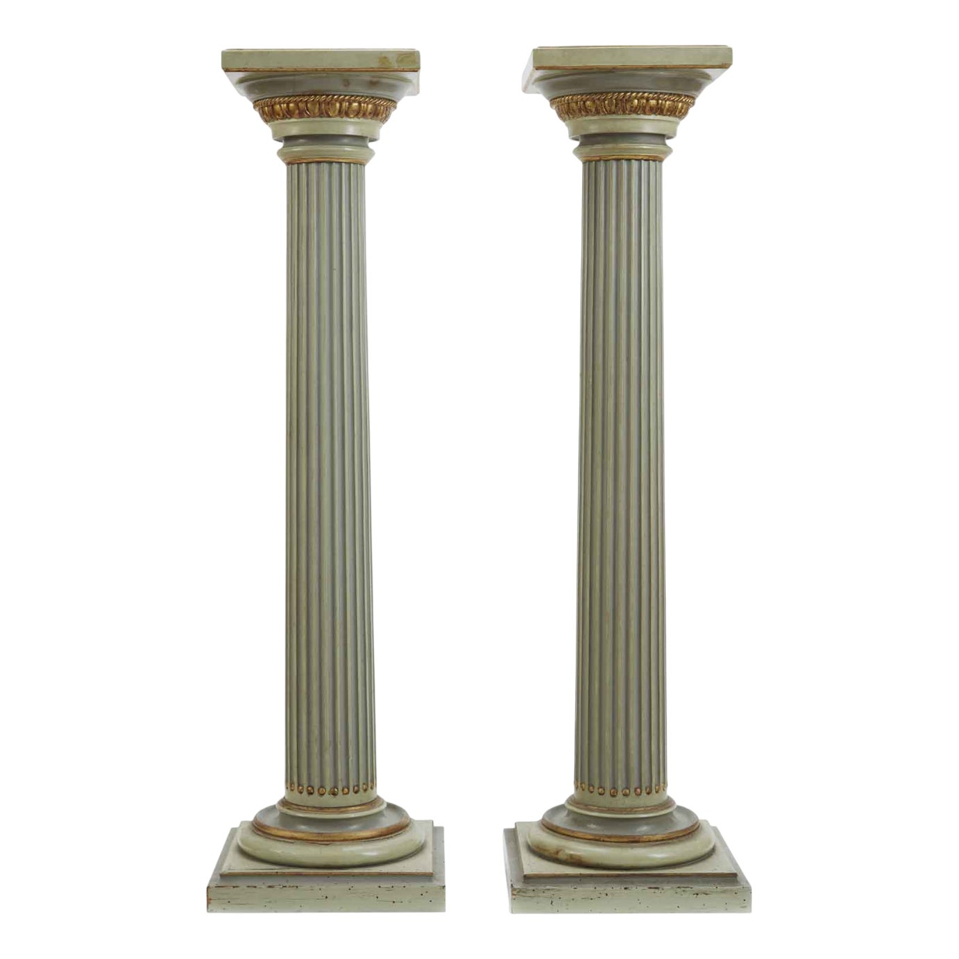 20th Century Italian Light Green and Gold Columns with Doric Style ...
