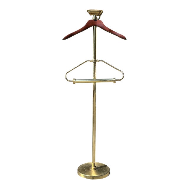 Vintage Mid Century Neoclassical Brass Wood Valet | Chairish