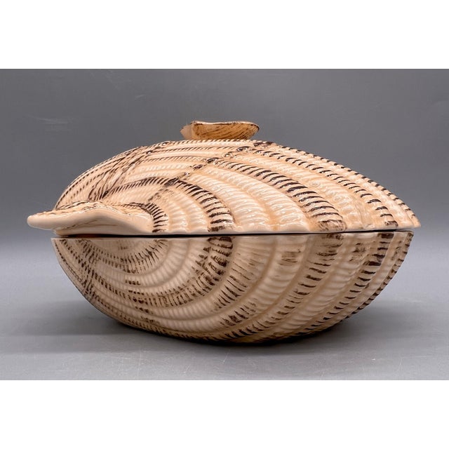 Vintage Ceramic Clam Shell Lidded Box | Chairish