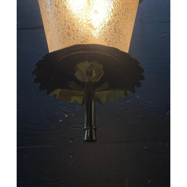 1950's Brass & Wrinkle Glass Hanging Fixture Attributed to Vetri Seguso ...