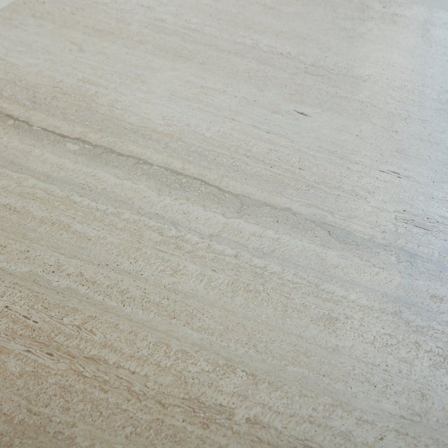 Square Travertine Coffee Table on Castors in the Style of Milo Baughman ...