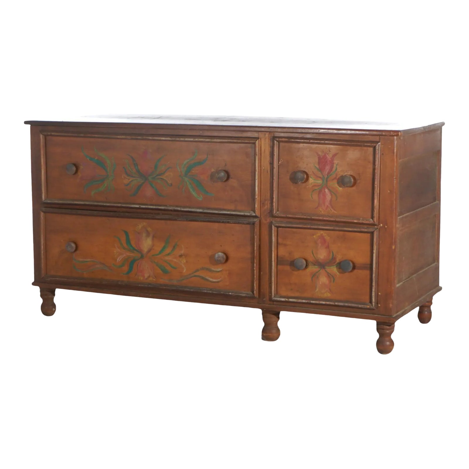 Antique Hand Painted Pennsylvania Dutch Country Store Cabinet with ...