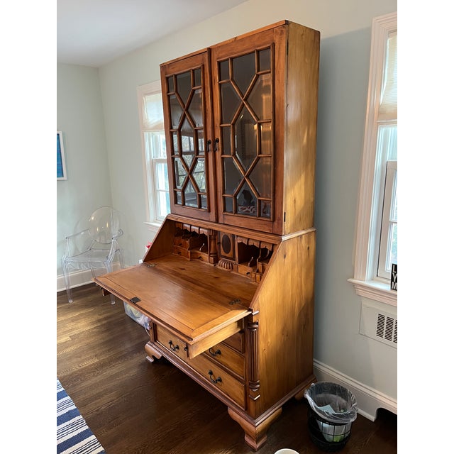 Mahogany and Glass Secretary Desk | Chairish