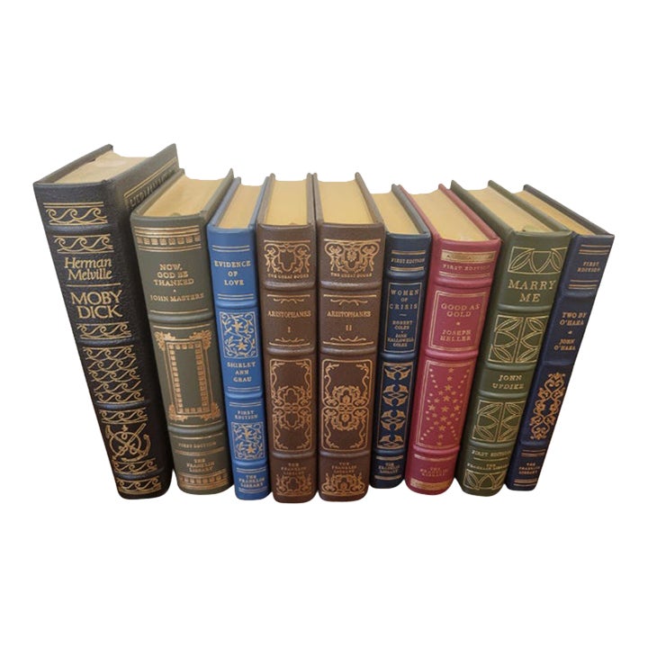 1980s Franklin Mint Leather Books- Set of 9 | Chairish