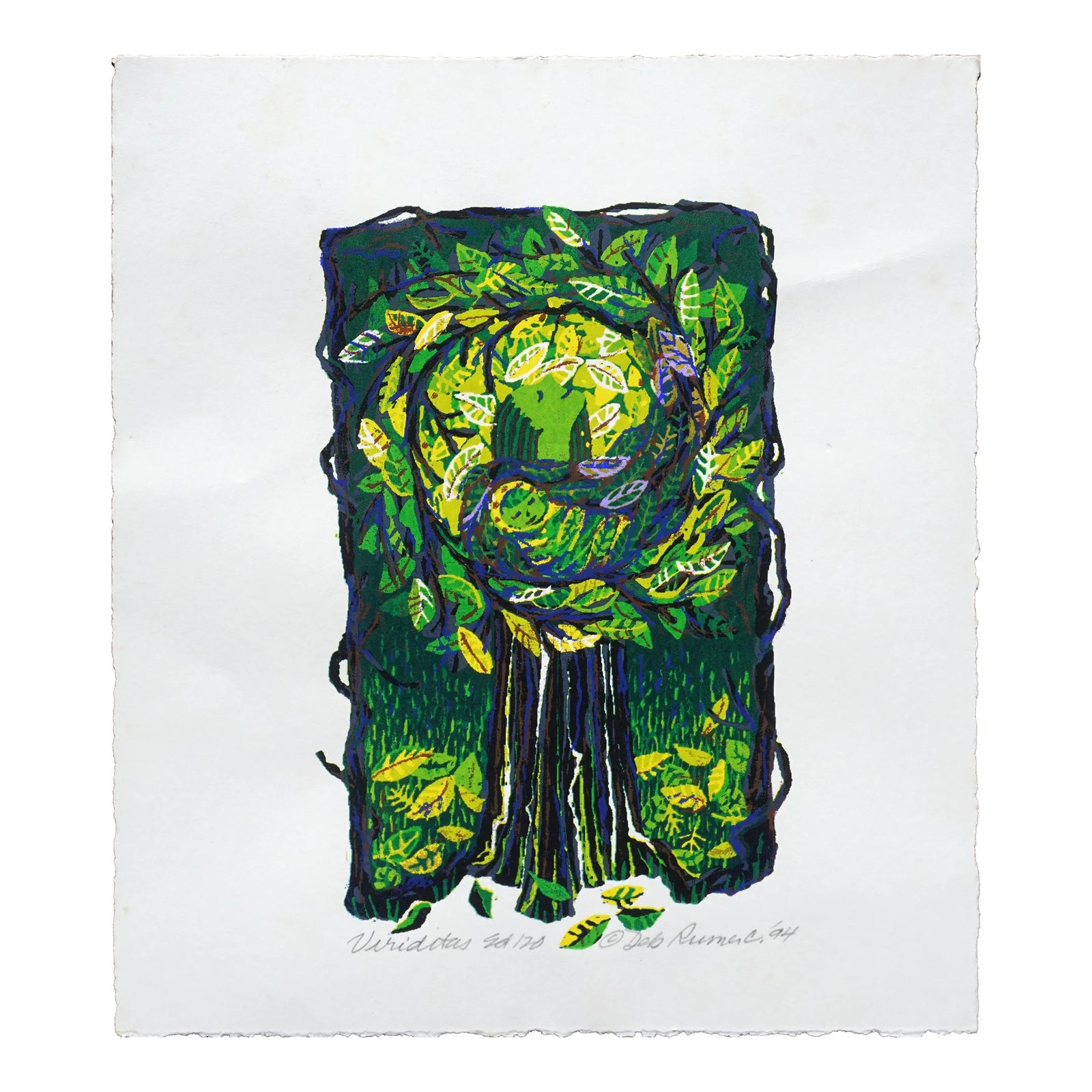 "Viriditas" - Layered Tree Silkscreen by Deborah Rumer | Chairish