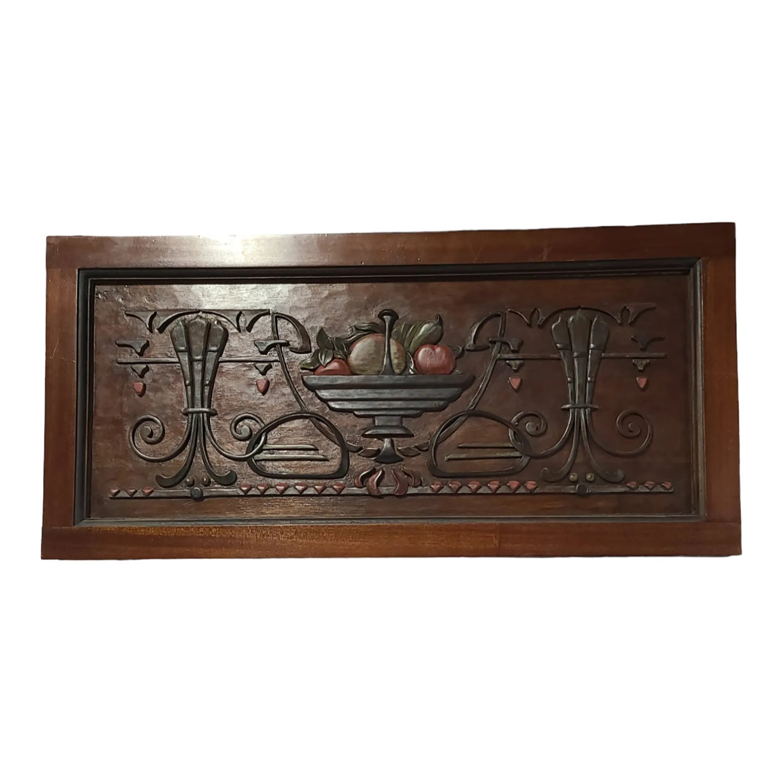 Vintage Walnut Italian Hand Carved Wood "Di Lorenzo" Wall Panel Plaque ...