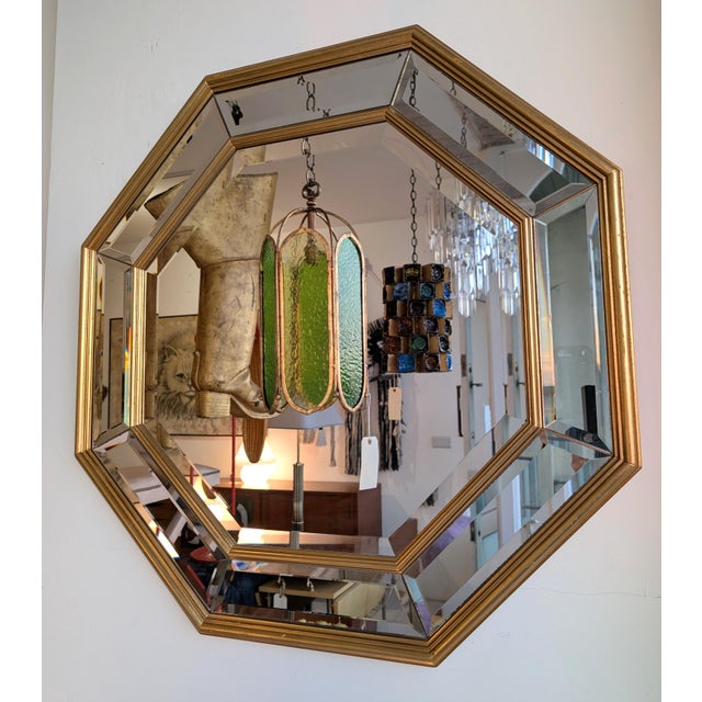 Vintage Gold Octagonal Bevelled Mirror from Deknudt, Belgium, 1970s ...