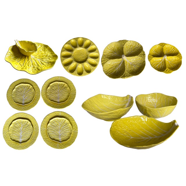 Vintage 1960s Yellow Secla Portugal Cabbage Plate Chargers and Leaf ...