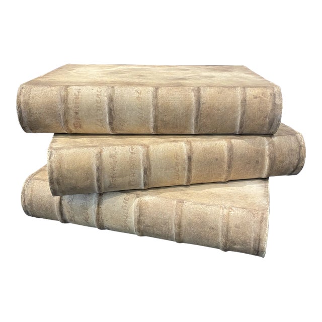 Craftsman Made Carved Wood Faux Book Stack | Chairish