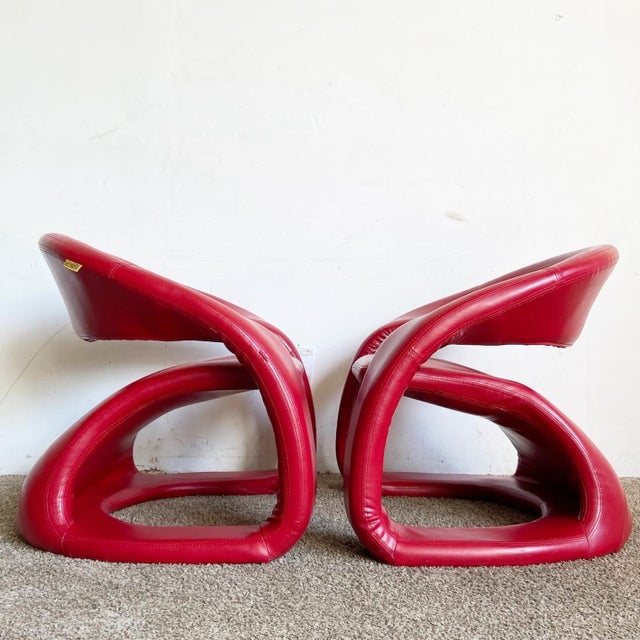 Postmodern Sculptural Red Tongue Arm Chairs - a Pair | Chairish