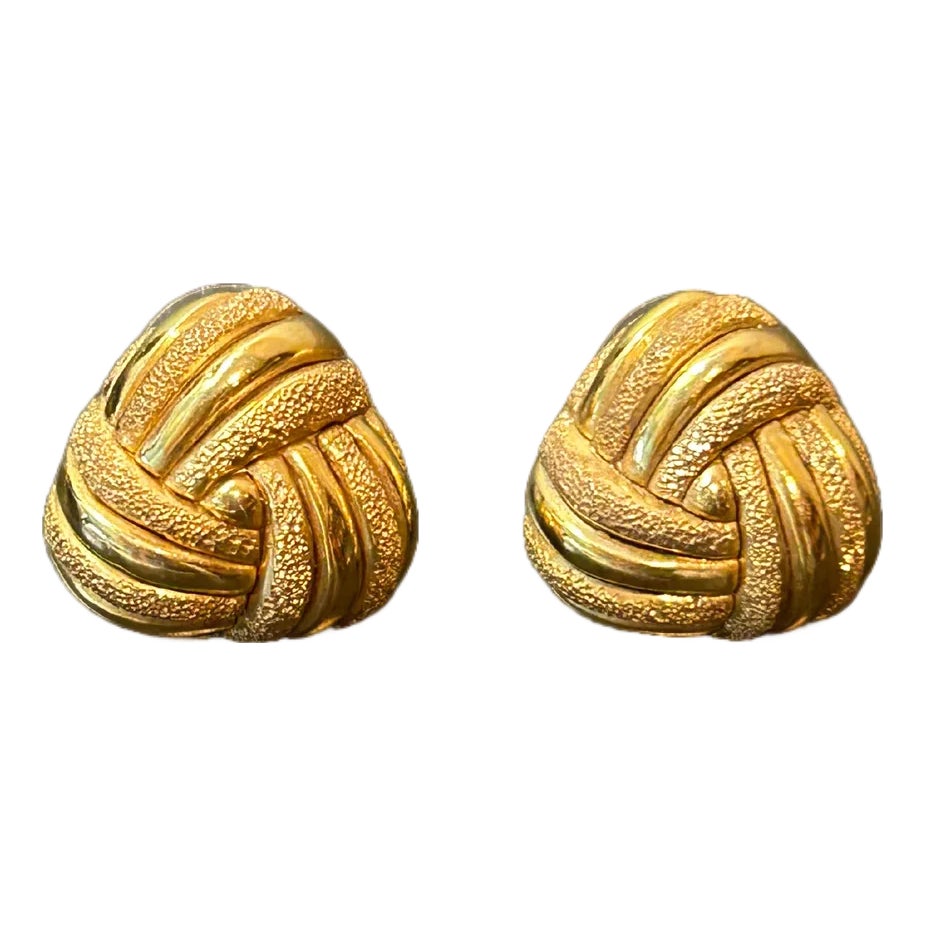 Vintage Italian 825 Sterling Silver Gold-Plated Knot Earrings, A Pair ...