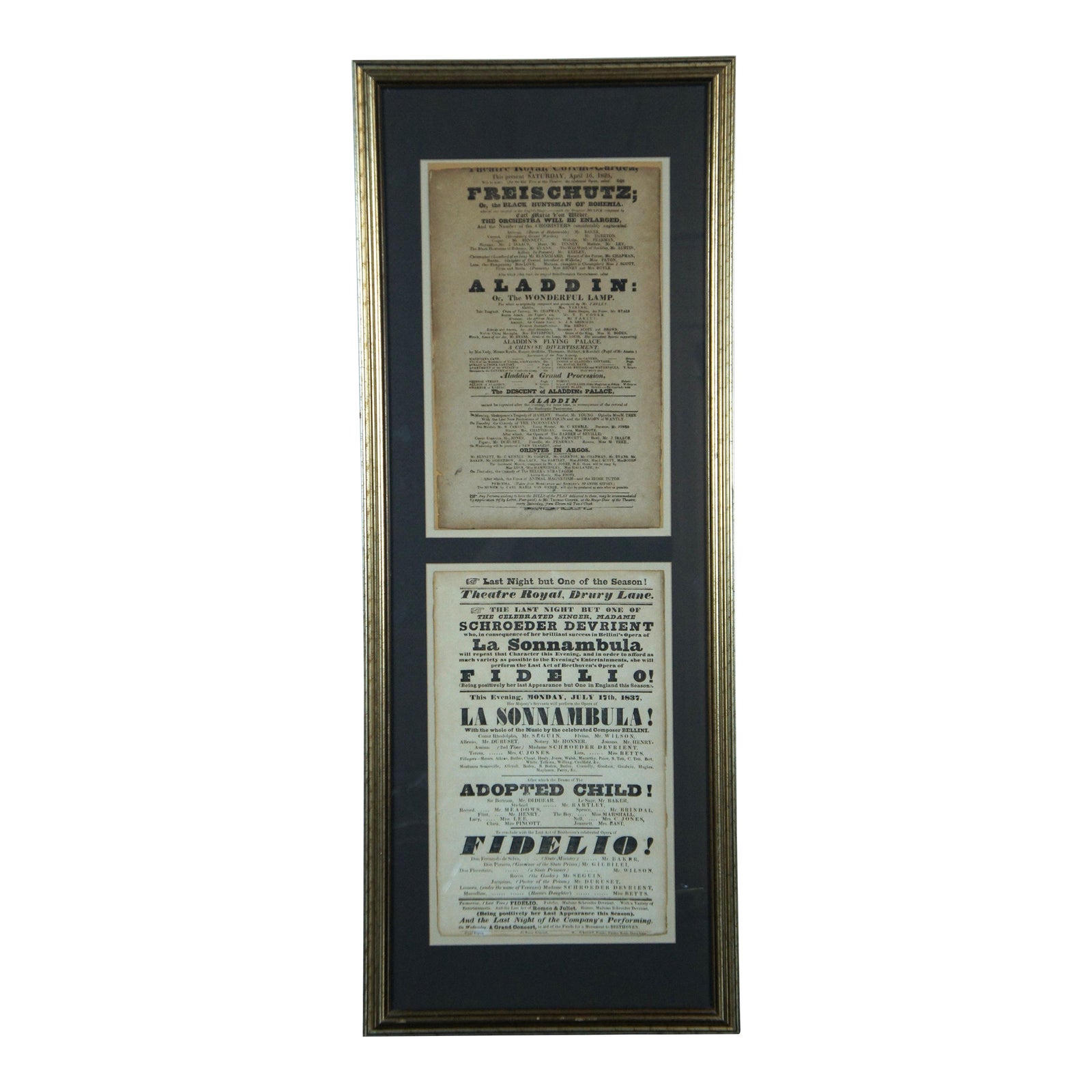 Antique 1825 & 1837 Theatre Royal Covent Garden Drury Lane Flyer Promo Ads | Chairish