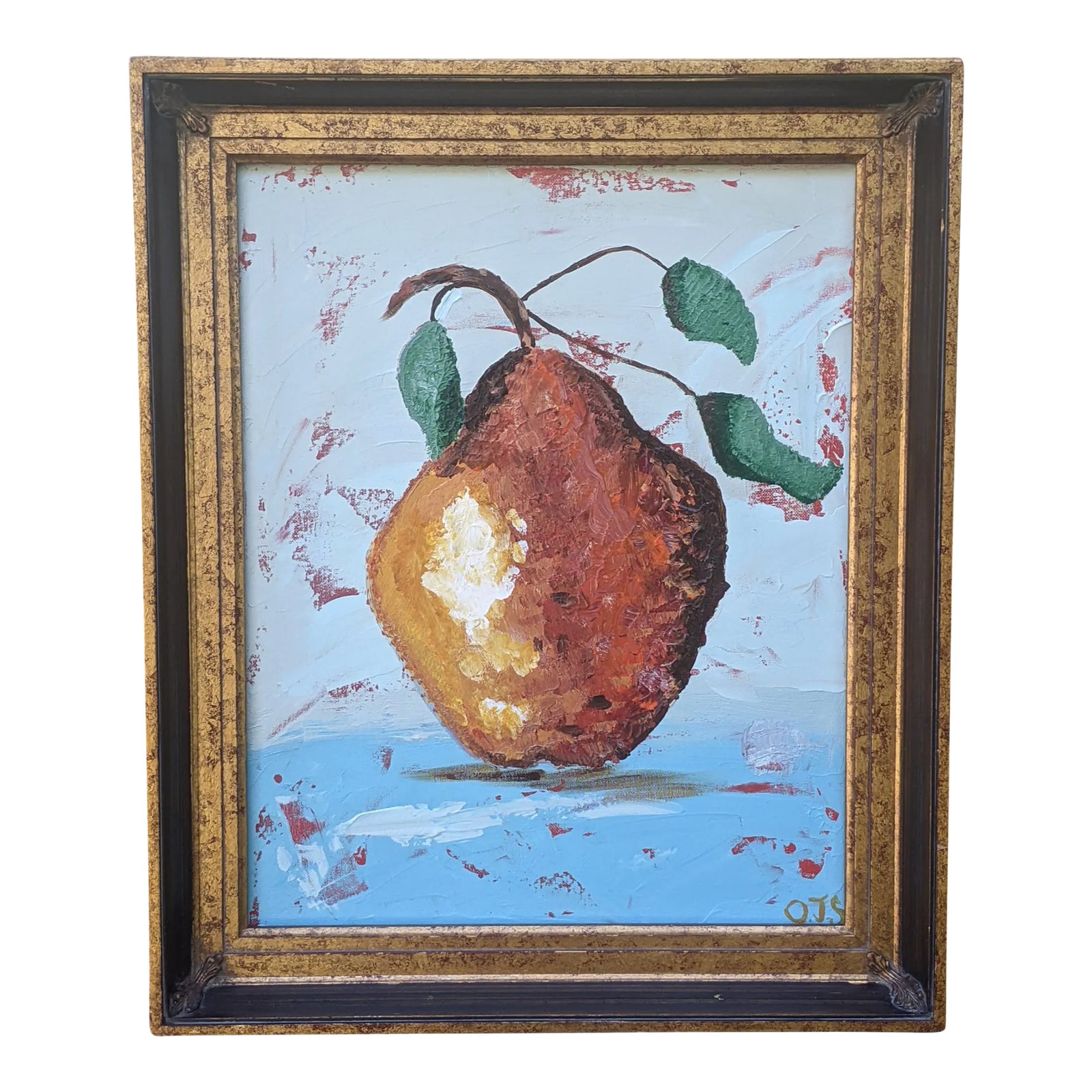 Original Impressionist Still Life Pear Fruit Canvas Oil Painting Framed ...