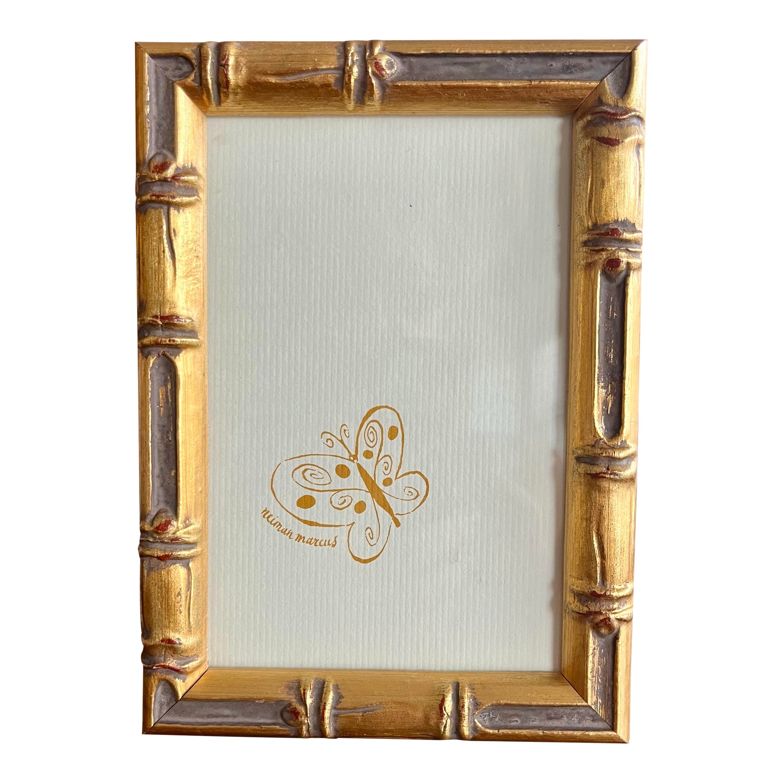 Vintage Neiman Marcus Bamboo Styled 4 X 6 Frame With Gold Antique ...