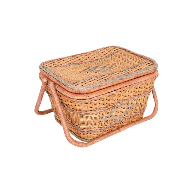 Wicker Picnic Hamper Basket | Chairish