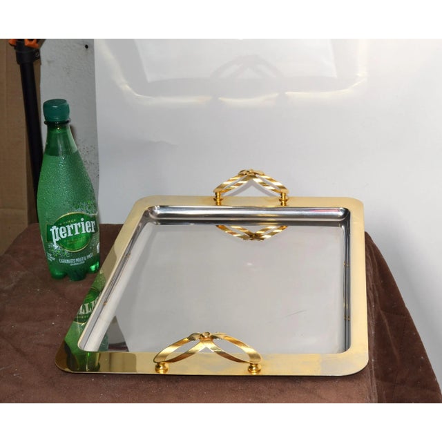 1980s Italian Art Deco Style Inox 18/10 Stainless Steel Serving Tray ...